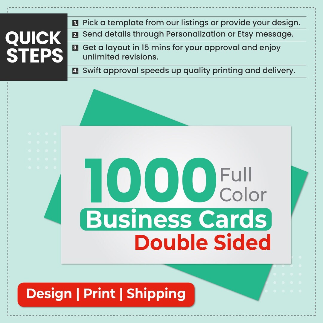 1000 Full Color Business Card Printing With FREE Custom Design & FREE ...