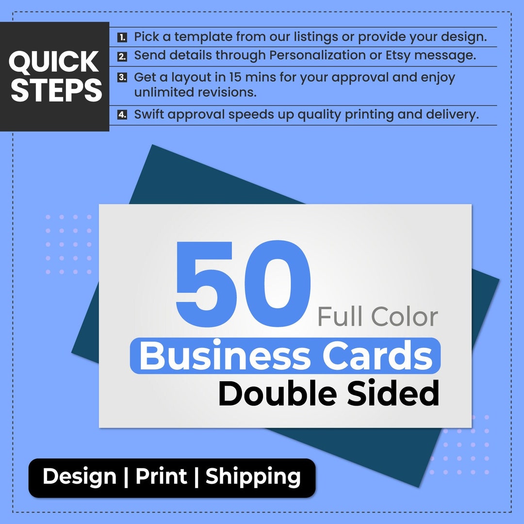 50 Full Color Business Card Printing With FREE Custom Design & FREE ...