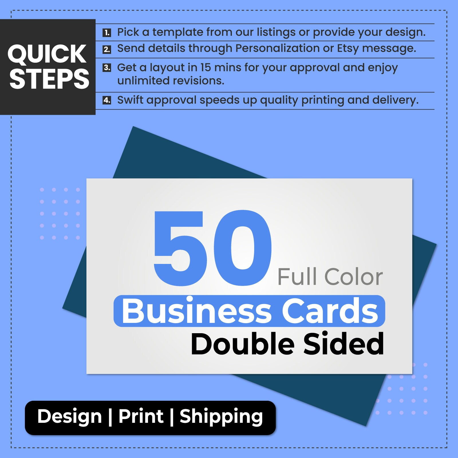 50 Full Color Business Card Printing With FREE Custom Design & FREE ...