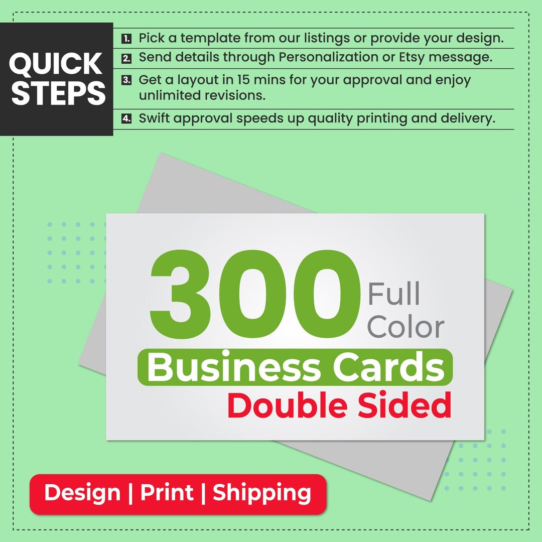 300 Full Color Business Card Printing With FREE Custom Design & FREE ...