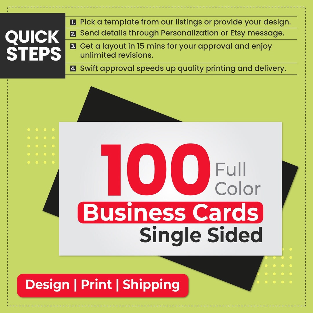 100 Full Color Business Card Printing With FREE Custom Design & FREE ...