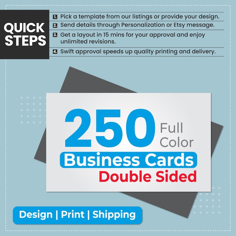 250 Full Color Business Card Printing With FREE Custom Design & FREE ...