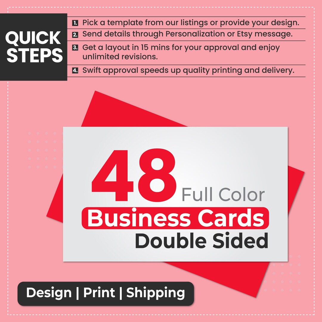 48 Full Color Business Card Printing With FREE Custom Design & FREE ...