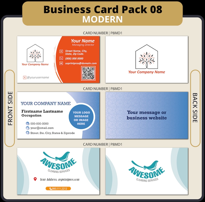 100 Full Color Business Cards Printing, Minimalist Biz Card, Double ...