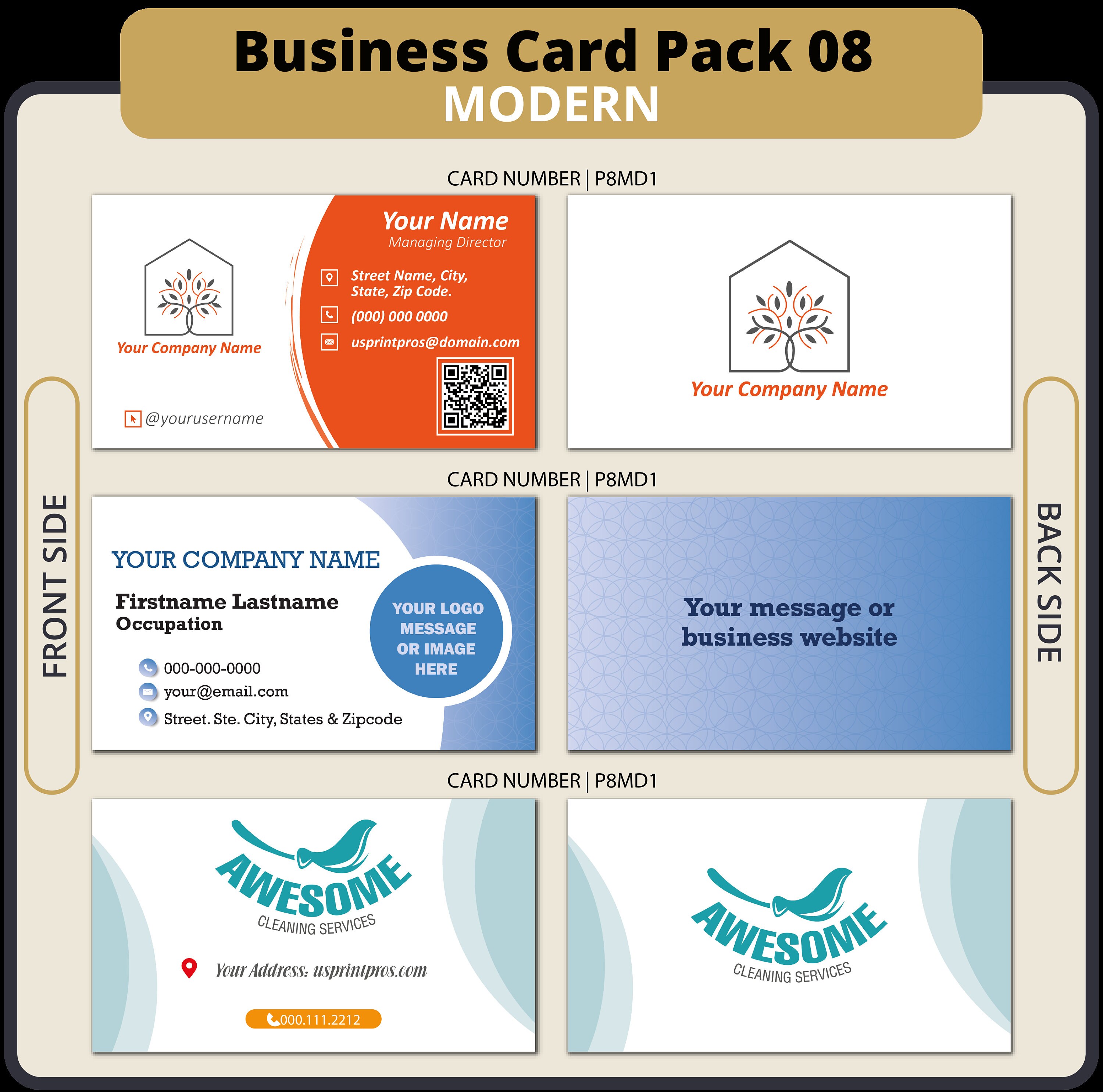 100 Full Color Business Cards Printing, Minimalist Biz Card, Double ...