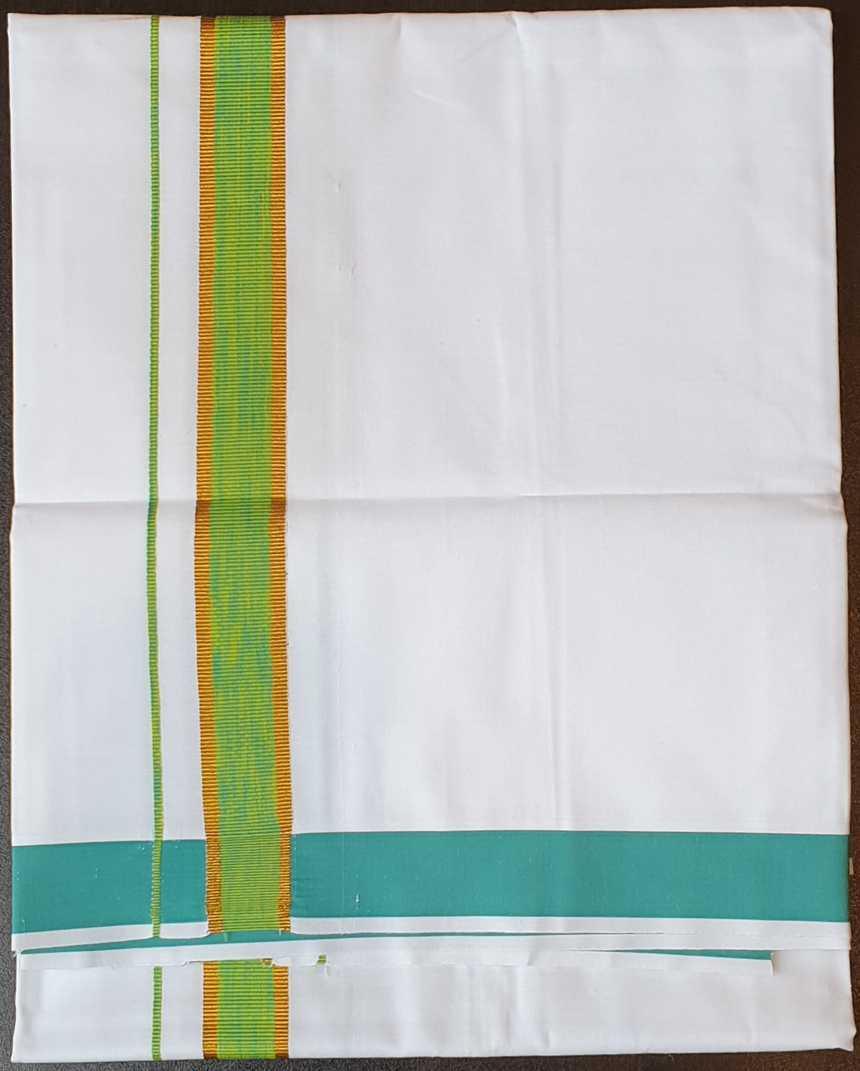 Single White Dhoti With Multi-color Fancy Borders – 100% Cotton - Etsy