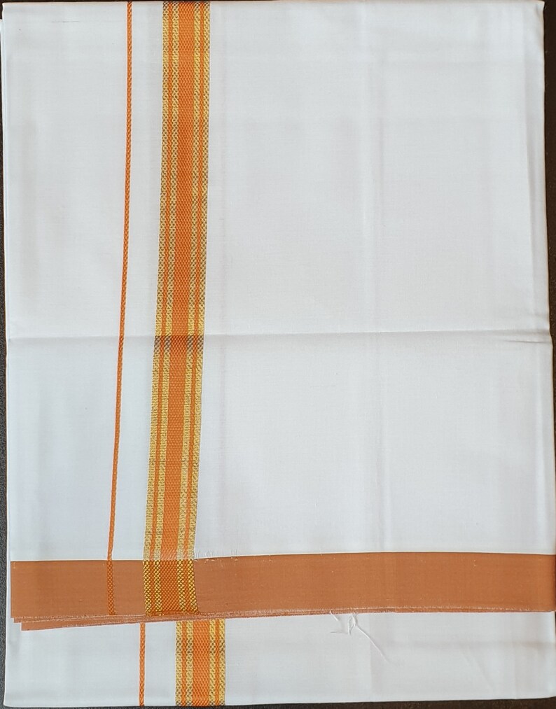 Single White Dhoti With Multi-color Fancy Borders – 100% Cotton - Etsy