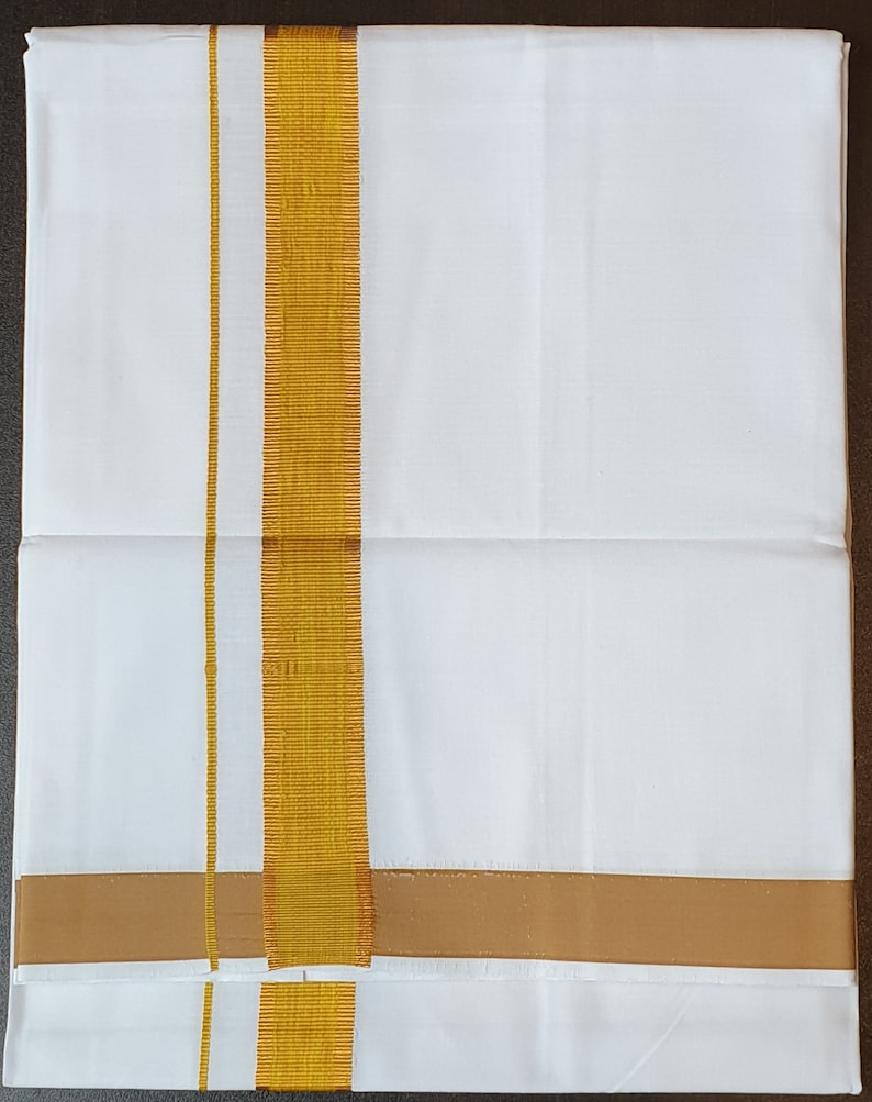 Single White Dhoti With Multi-color Fancy Borders – 100% Cotton - Etsy