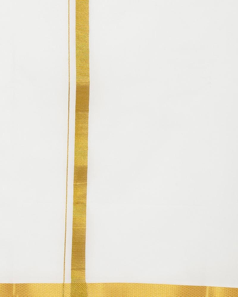 Cream Double Dhoti in Cotton - Jari Men Traditional 4 Meter Dhoti ...