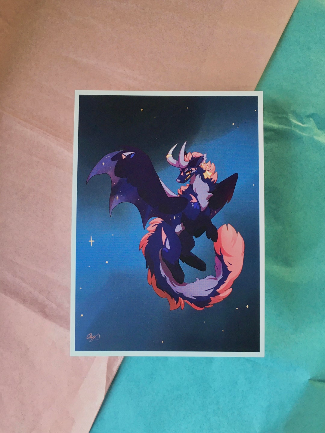 Gala: Star-catcher Dragon Art Print | 5 X 7 | Fantasy Creature | Home ...