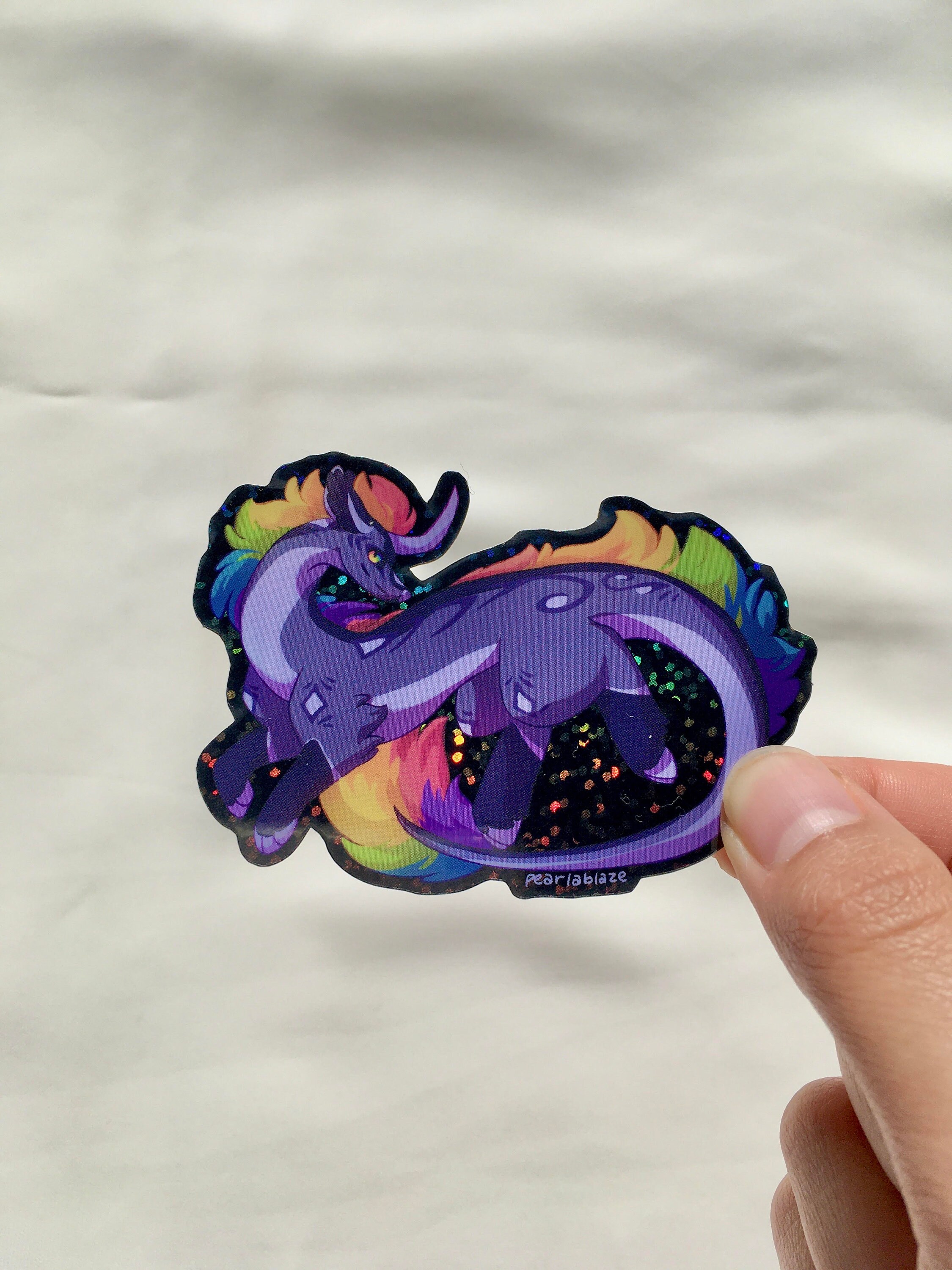 Rainbow Unicorn Glitter Dragon Sticker Fantasy Creature - Etsy