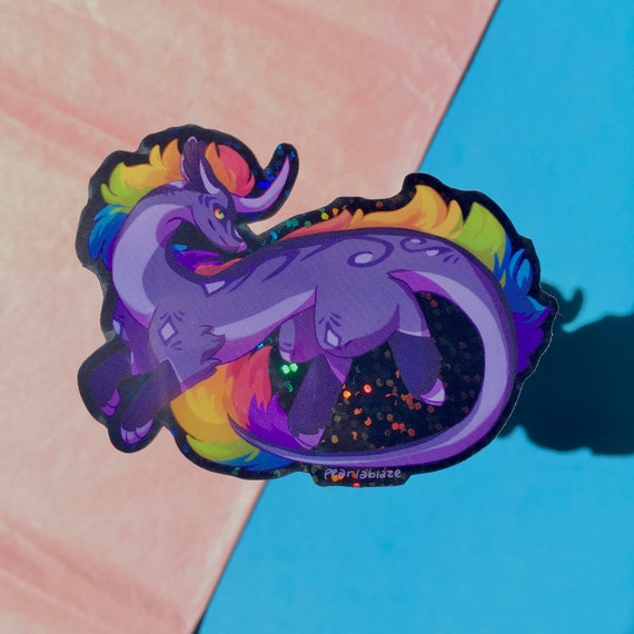 Rainbow Unicorn Glitter Dragon Sticker Fantasy Creature | Etsy