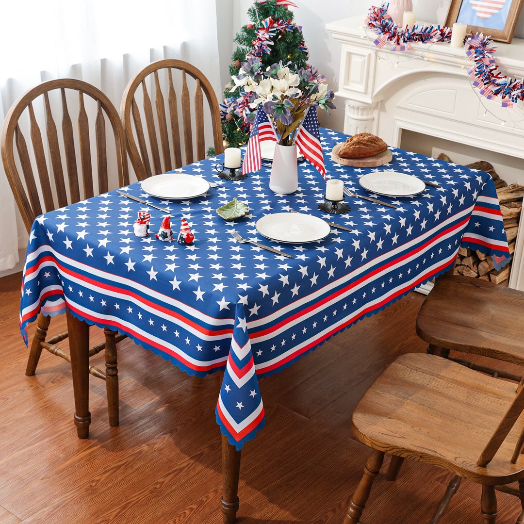 4th of July Tablecloth Rectangle Table Cloth Patriotic Table - Etsy