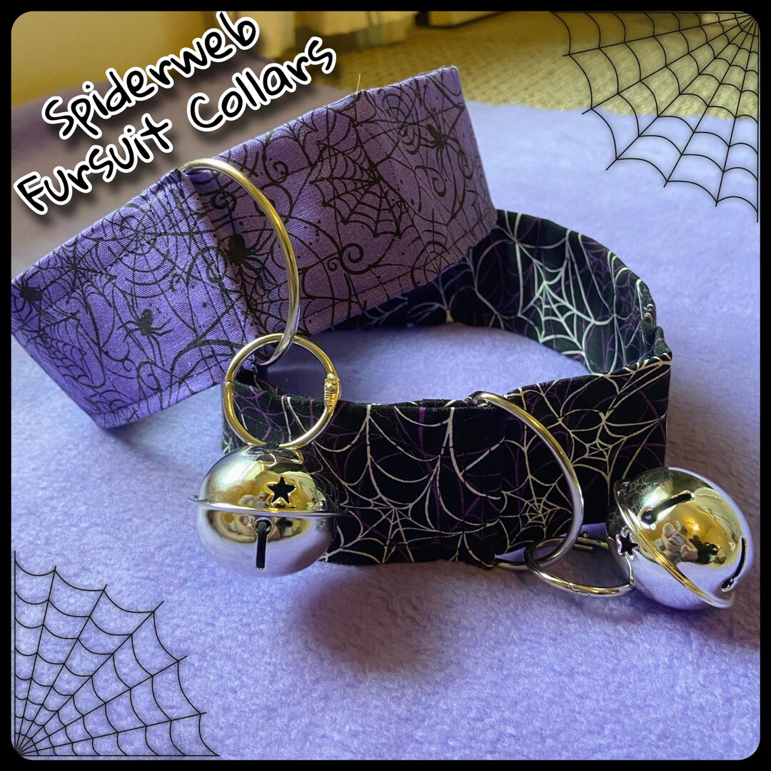 Black and Purple Spider Web Halloween Adjustable Fursuit Collars With ...