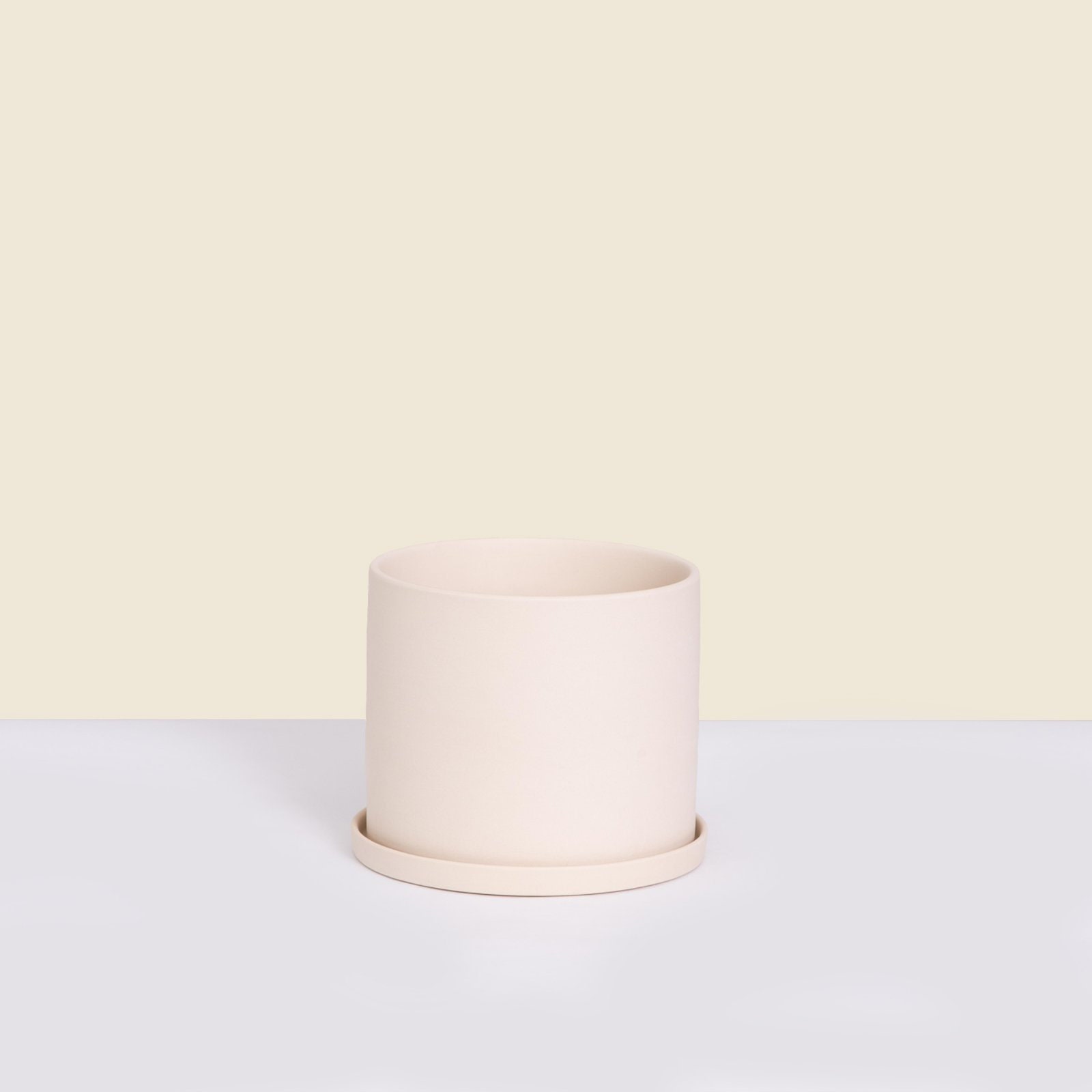 Modern Beige Ceramic Plant Pot With Saucer (6 Inch) - Etsy