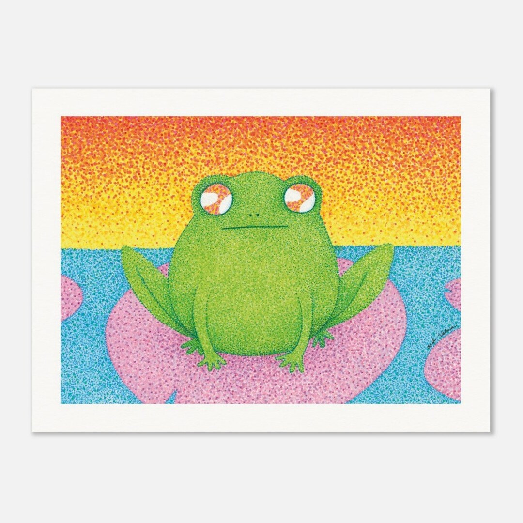 Meditating Sunset Frog - Unframed Archival Art Print W/ 1" Border Ft ...