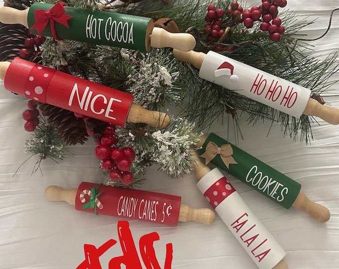 Christmas Rolling Pins | Tier Tray Rolling Pins | Rae Dunn Inspired ...