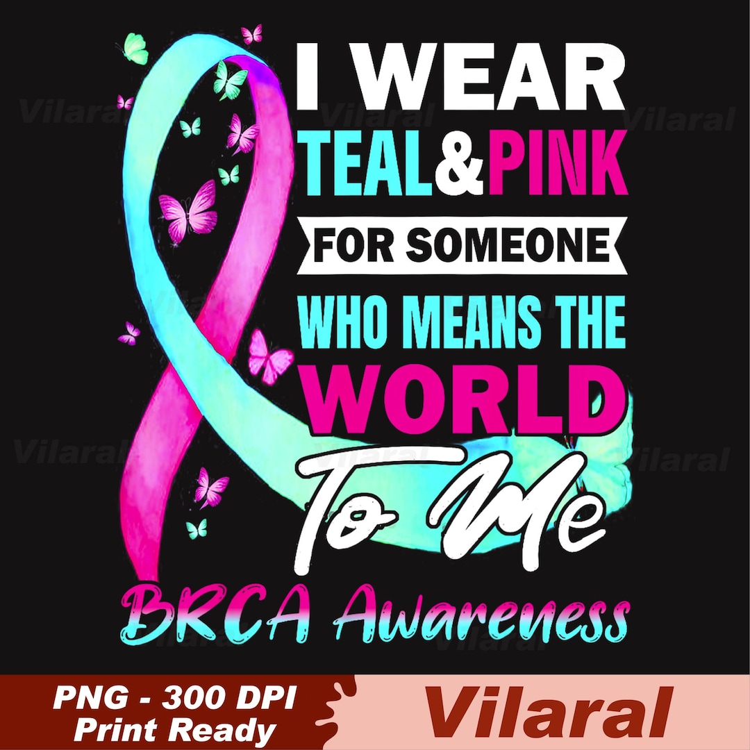 BRCA Awareness Breast and Ovarian Cancer Support Png, Teal Ribbon Png ...