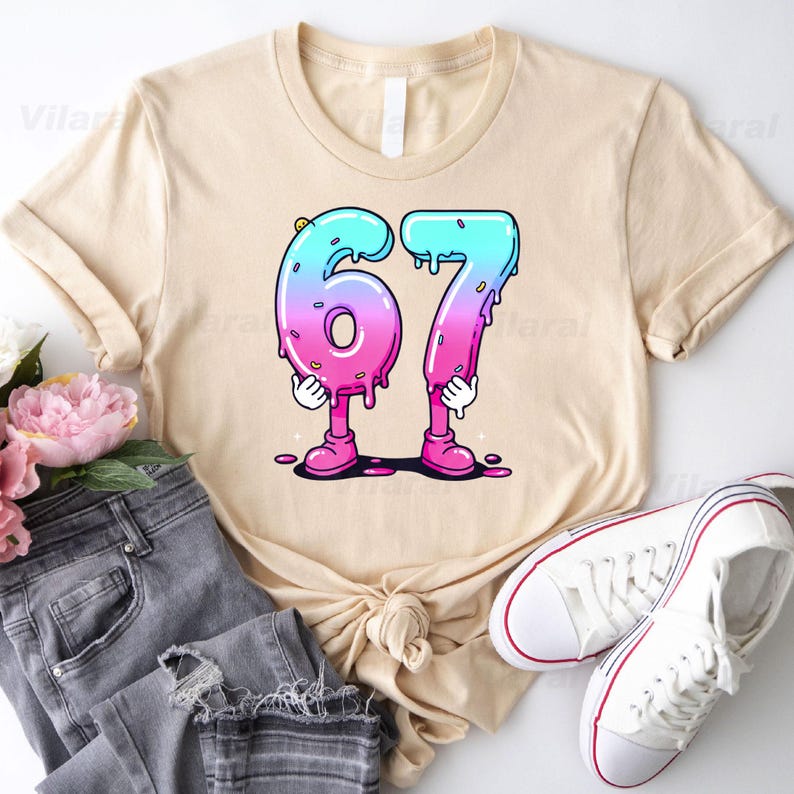 67 Ice Cream Drip Six Seven Meme for Gen Alpha Kids Png, Six Seven ...