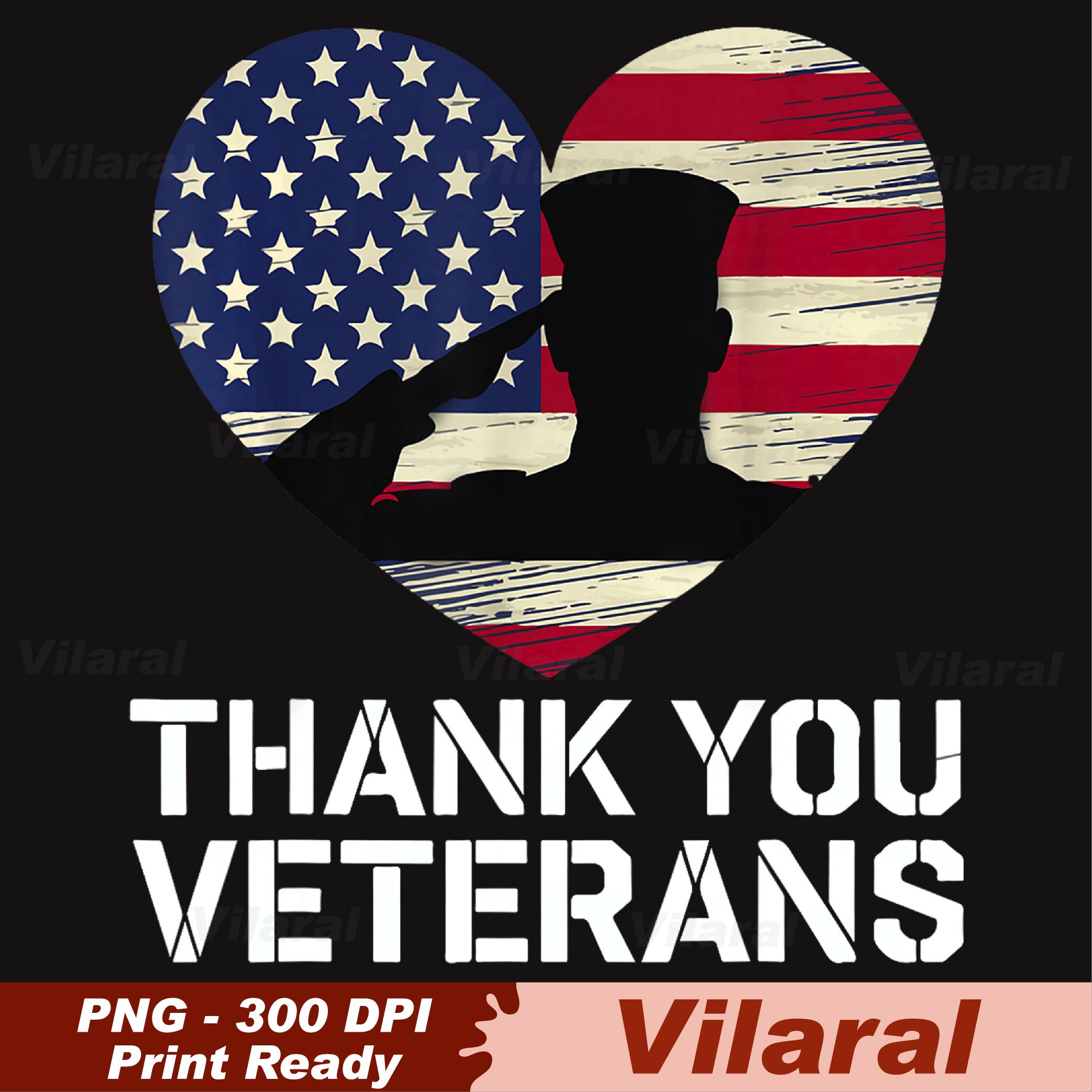 Thank You Veterans Day American Flag Heart Patriotic Hero Png, Memorial ...