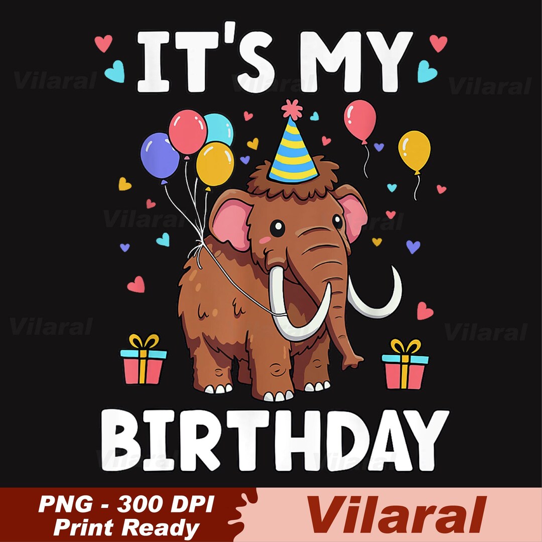 Mammoth Birthday Kids Boys Girls Woolly Mammoth Png, Mammoth Birthday ...