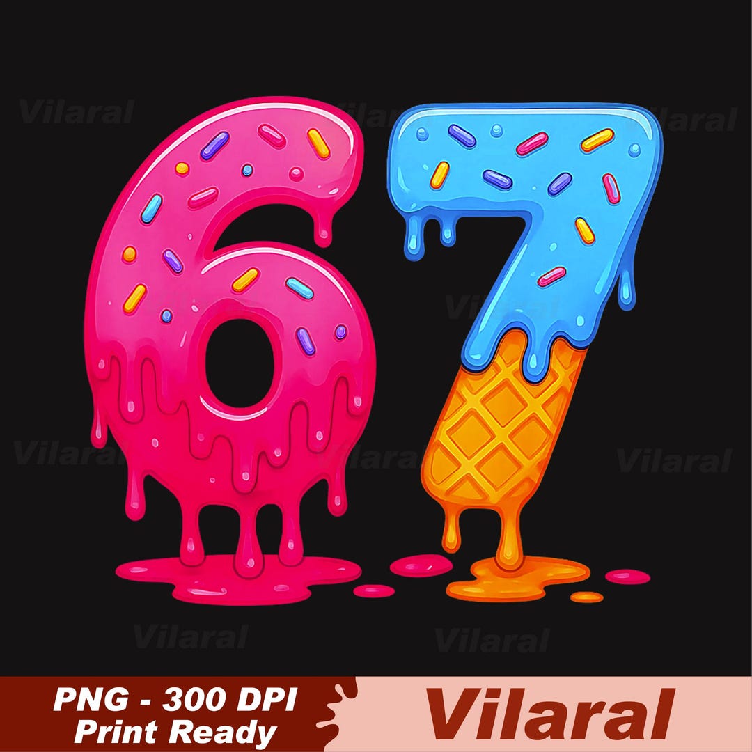 6 7 Meme Six Seven Ice Cream Drip Png, Drip Ice Cream 67 Baseball PNG ...