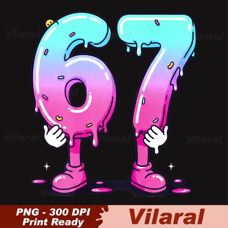 67 Ice Cream Drip Six Seven Meme for Gen Alpha Kids Png, Six Seven ...