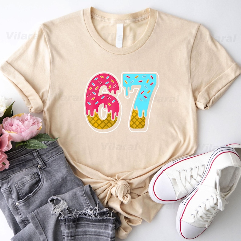 67 Ice Cream Drip Meme Funny Six Seven Gen Alpha Slang Png, Six Seven ...
