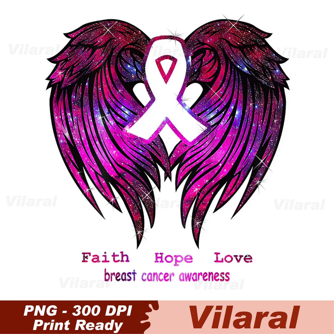 Faith Hope Love Breast-cancer-awareness Pink Wings Back Png, Awareness ...
