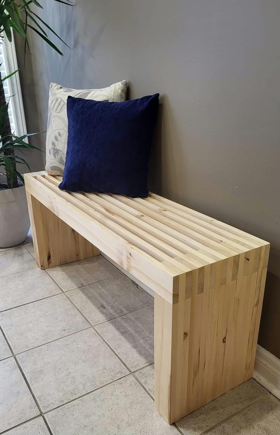 Slatted Bench Indoor Bench Outdoor Bench Entryway Bench Rustic Bench ...