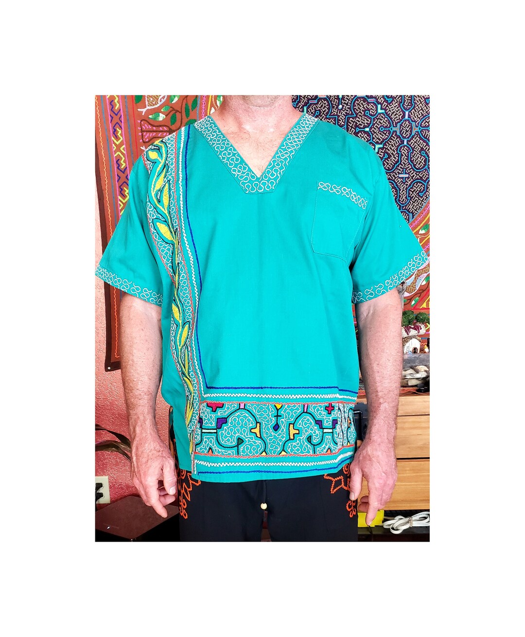 Mens Shipibo Shirt- Hand Embroidered for Ceremonies - Etsy