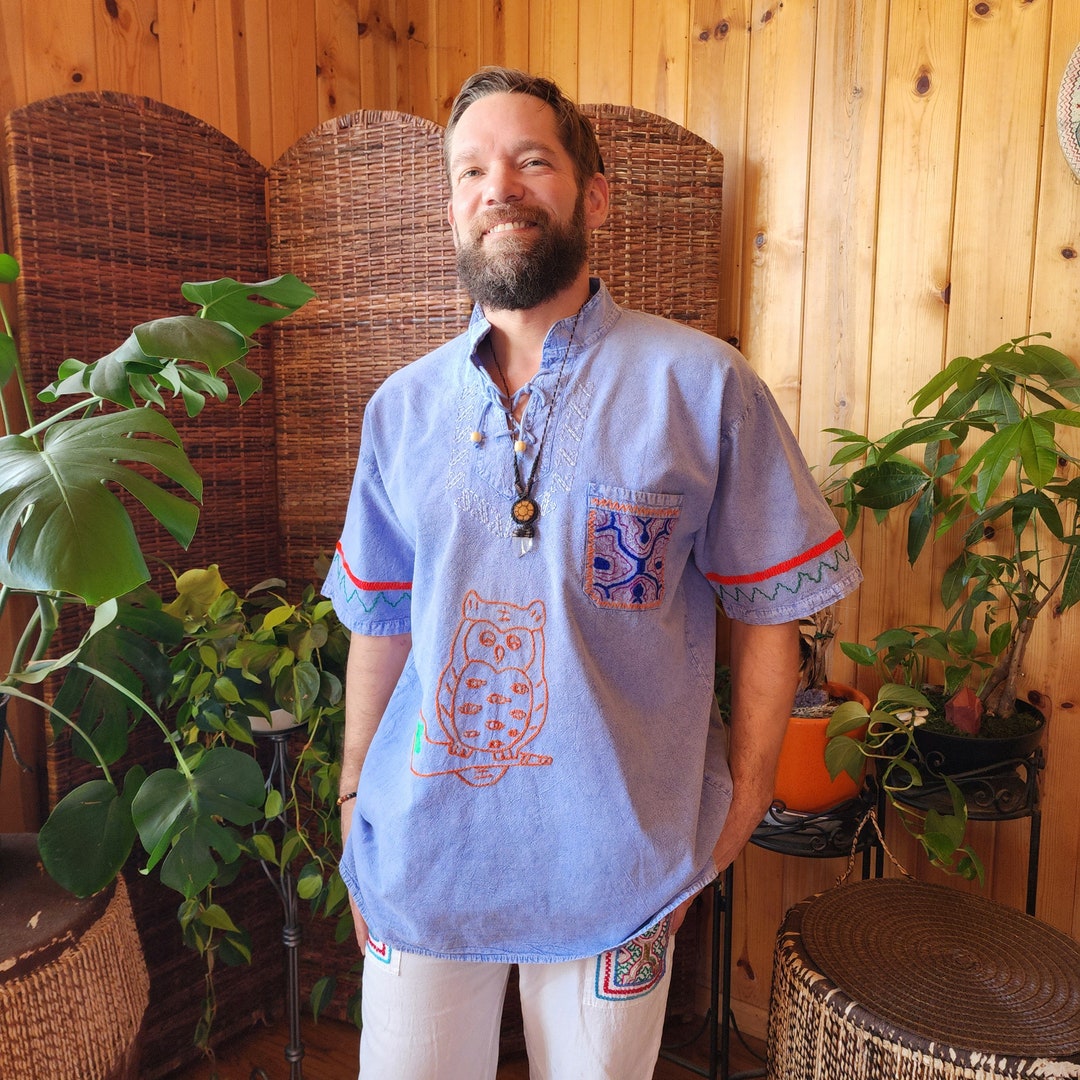 Mens Shipibo Shirt- Hand Embroidered for Ceremonies - Etsy