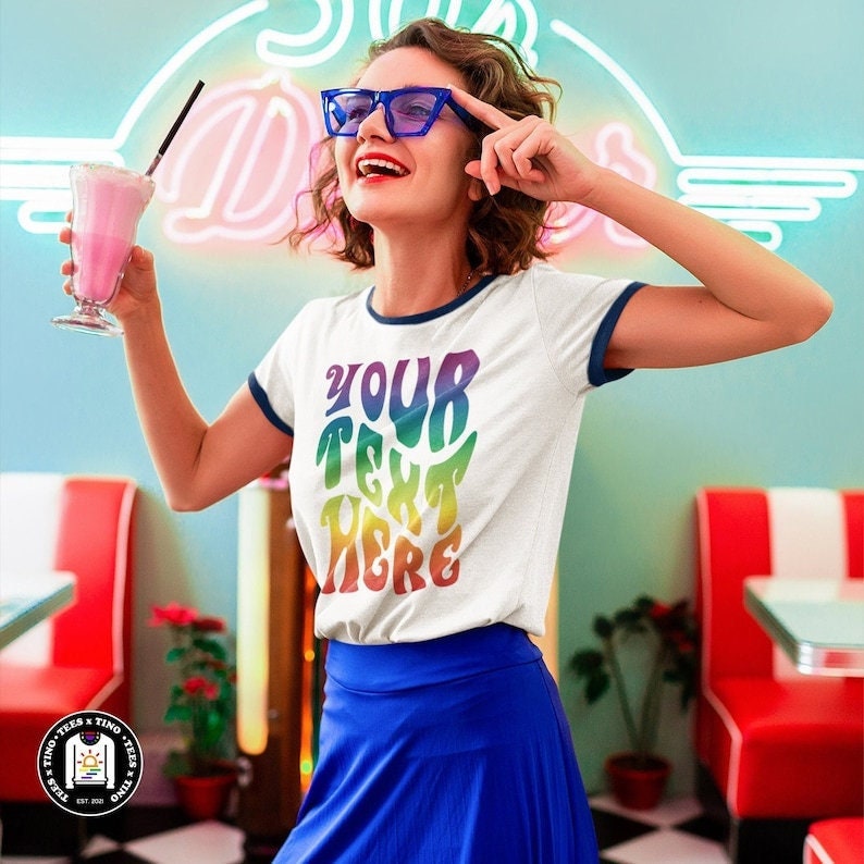 White Ringer Tshirt - Etsy