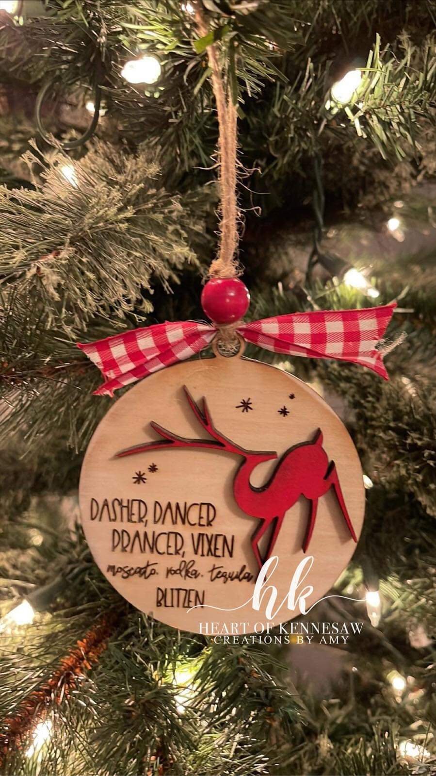 Reindeer Names Moscato Vodka Tequila Ornament - Etsy