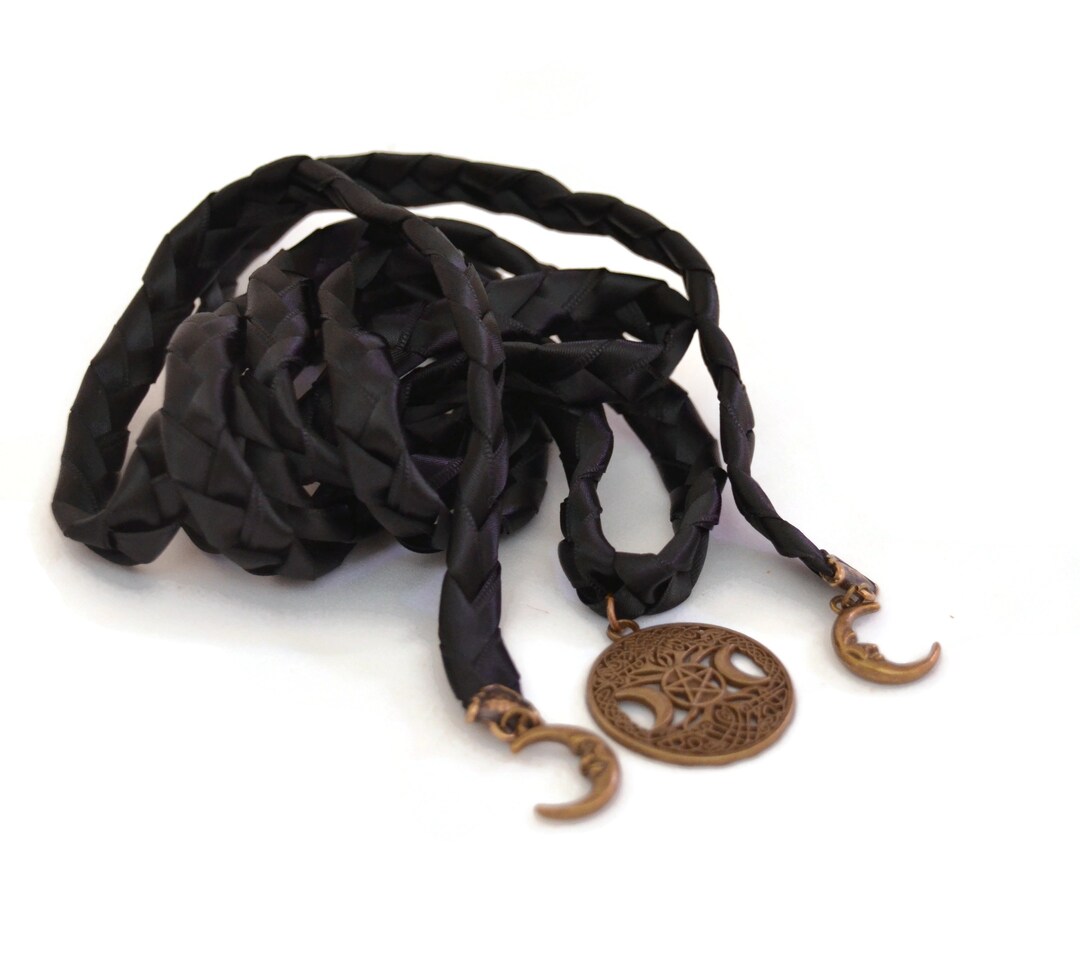 Divinity Braid Black Wiccan Bronze Triple Moon 3 Charm Wedding ...