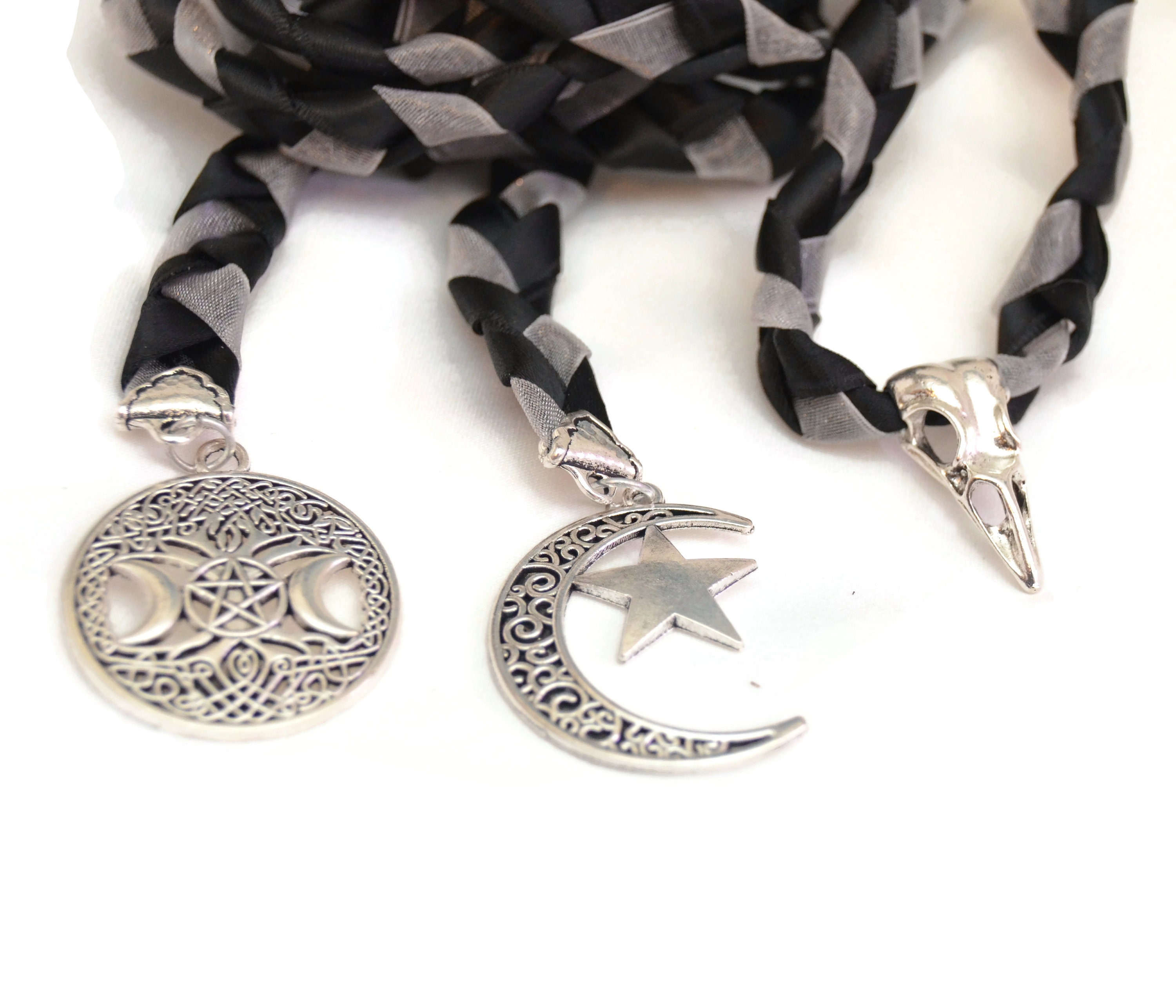 Divinity Braid 3 Charm Raven Skull Pagan Wedding Handfasting | Etsy