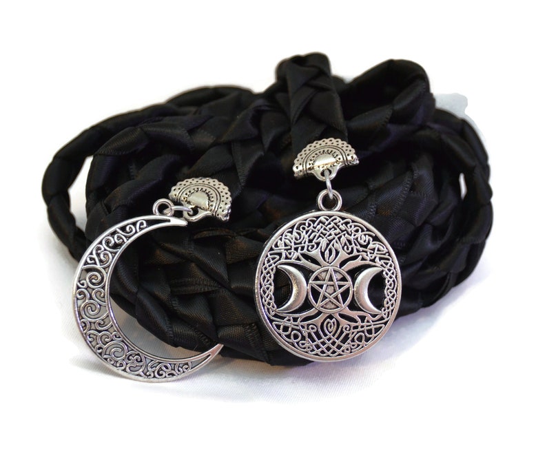 Divinity Braid Black Triple Moon Goddess Wedding Handfasting Cord # ...