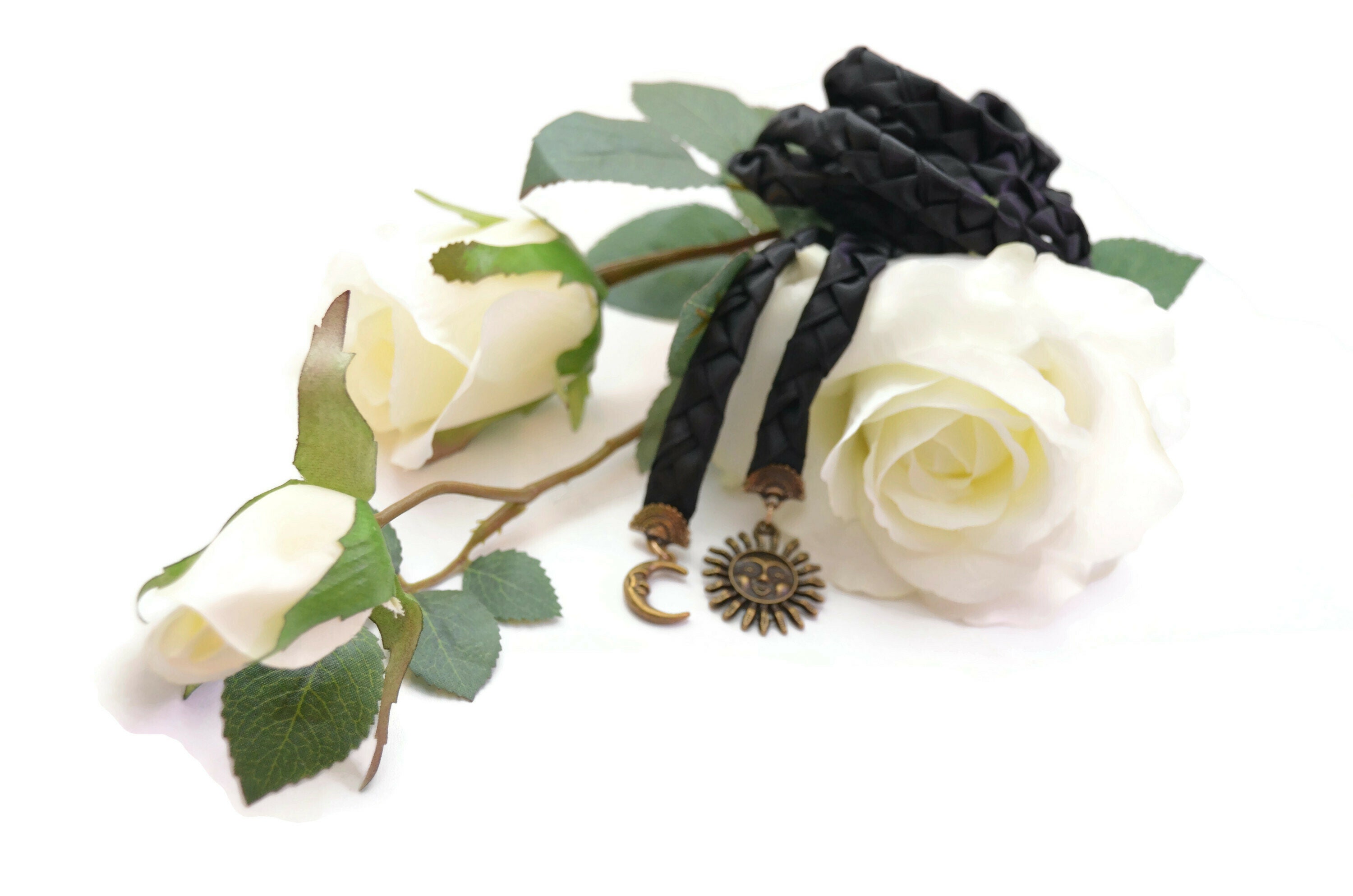 Divinity Braid Black Wiccan Bronze Sun & Moon Wedding Handfasting Cord ...