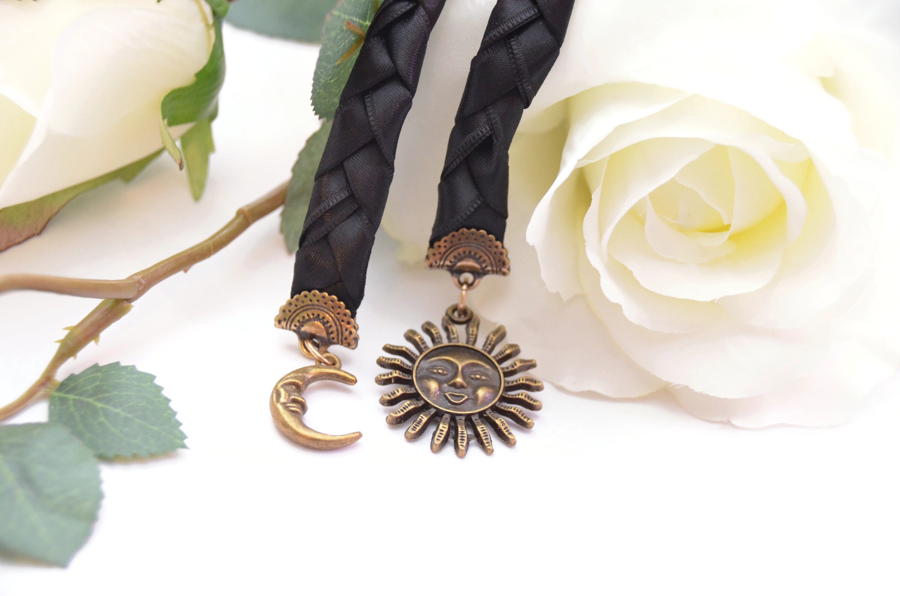 Divinity Braid Black Wiccan Bronze Sun & Moon Wedding Handfasting Cord ...