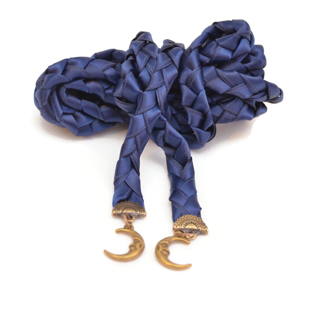 Divinity Braid Navy Wiccan Double Bronze Crescent Moon Wedding ...
