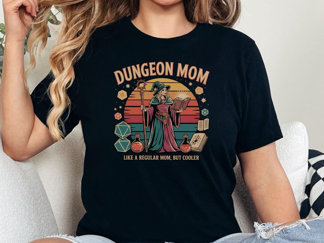 Dungeon Mom T-shirt, Wizard Retro Sunset Mothers Day Shirt, Funny RPG ...