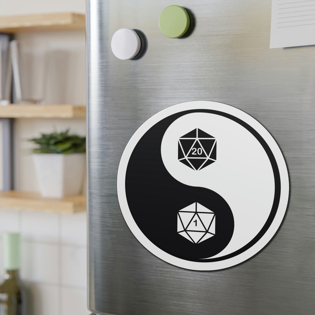 Yin and Yang D20 Dice Logo Magnet, D&D Magnet, Dnd Critical Dice Roll ...