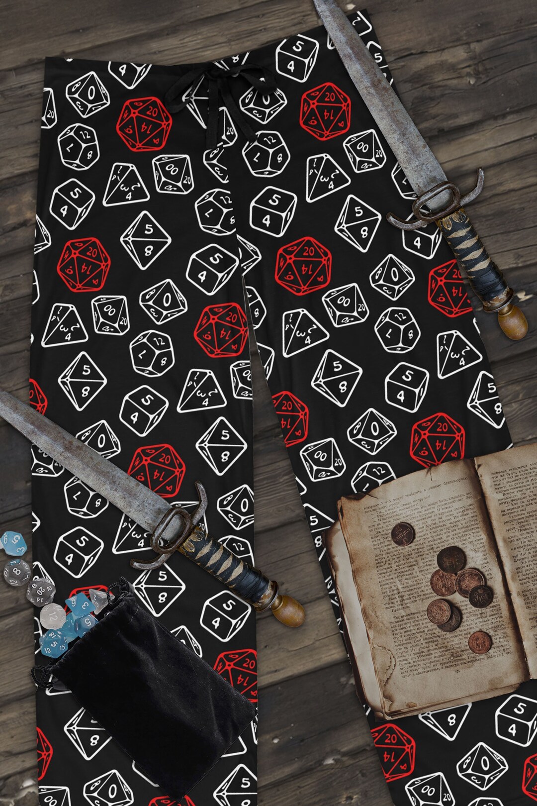 Dungeon and Dragons Pajama Pants, D20 Dice Pajama Pants for Men, RPG ...