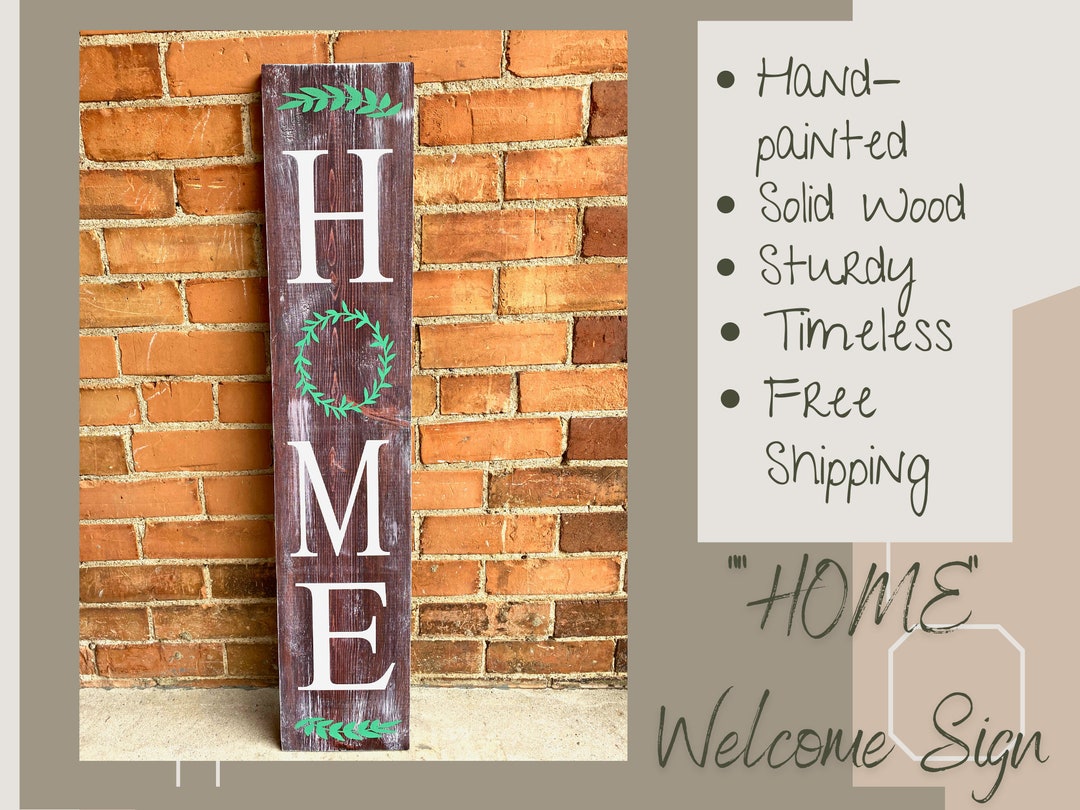 Tall Welcome Sign Wood Porch Sign Hand Painted Sign - Etsy