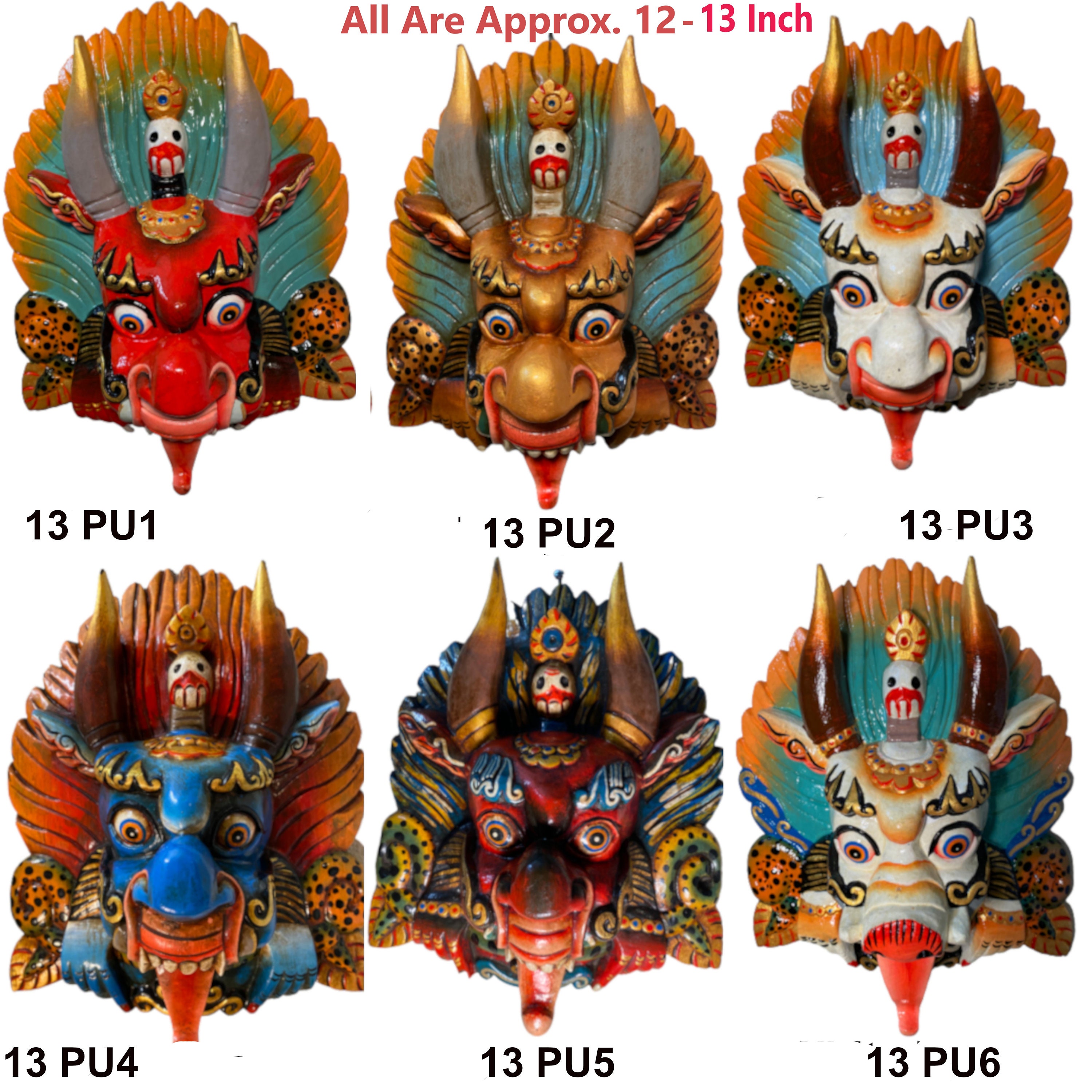 QT S CHEPPU Wall Hanging Wooden Mask Protective Deity Tibetan Nepal ...