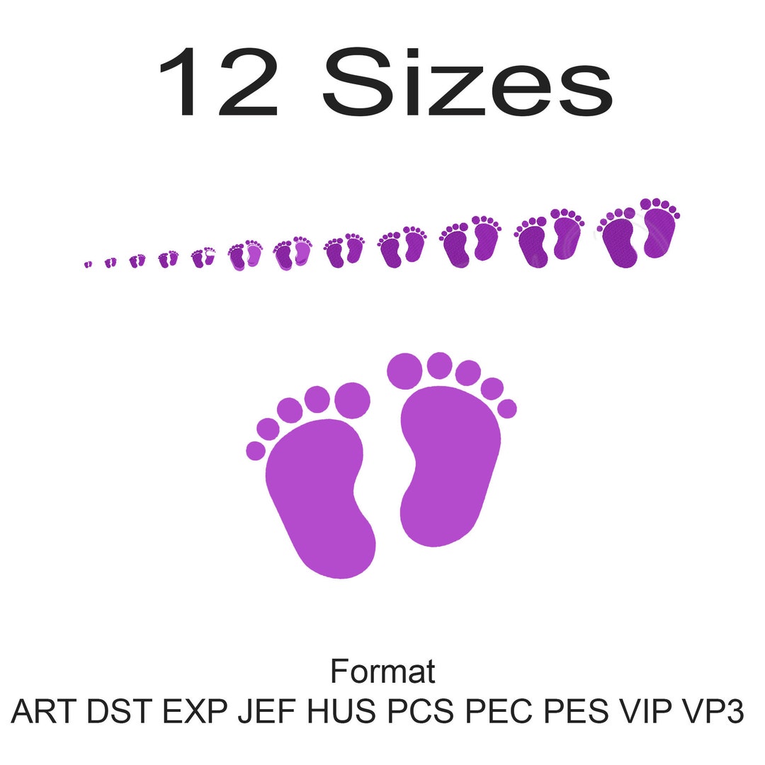 Baby Feet Embroidery Design. Mini Baby Feet Embroidery Design. Newborn ...