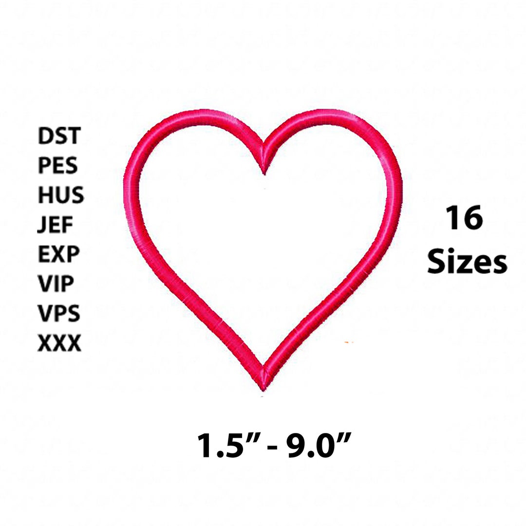 Embroidery Design, Machine Embroidery, Heart Embroidery, Heart PES ...