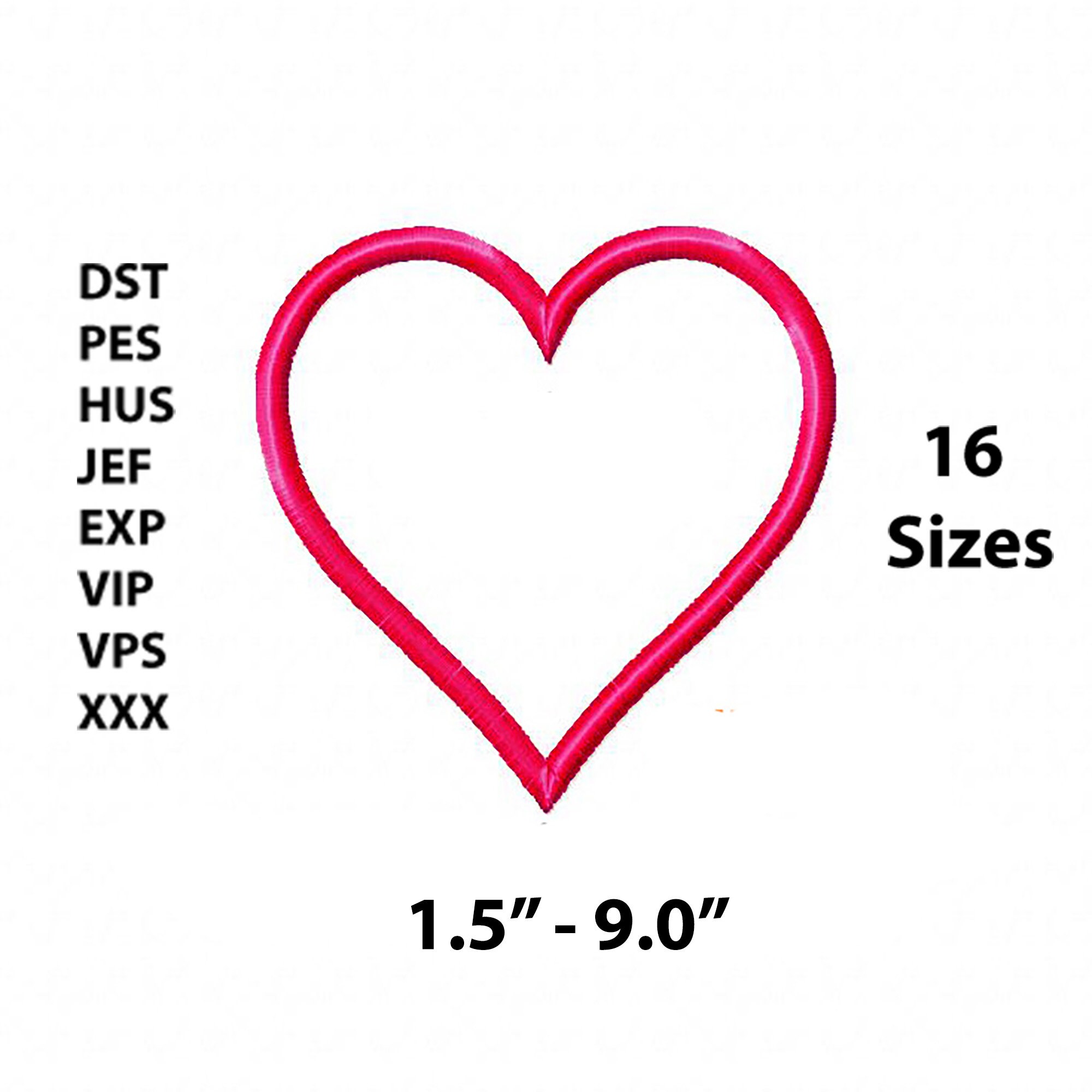 Embroidery Design, Machine Embroidery, Heart Embroidery, Heart PES ...