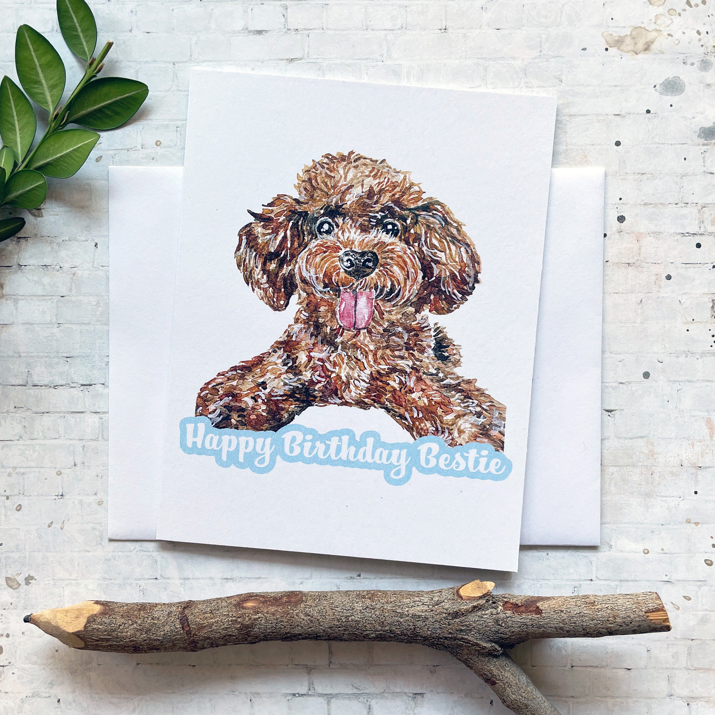 Happy Birthday Bestie Puppy Greeting Card 4.25 X 5.5 - Etsy