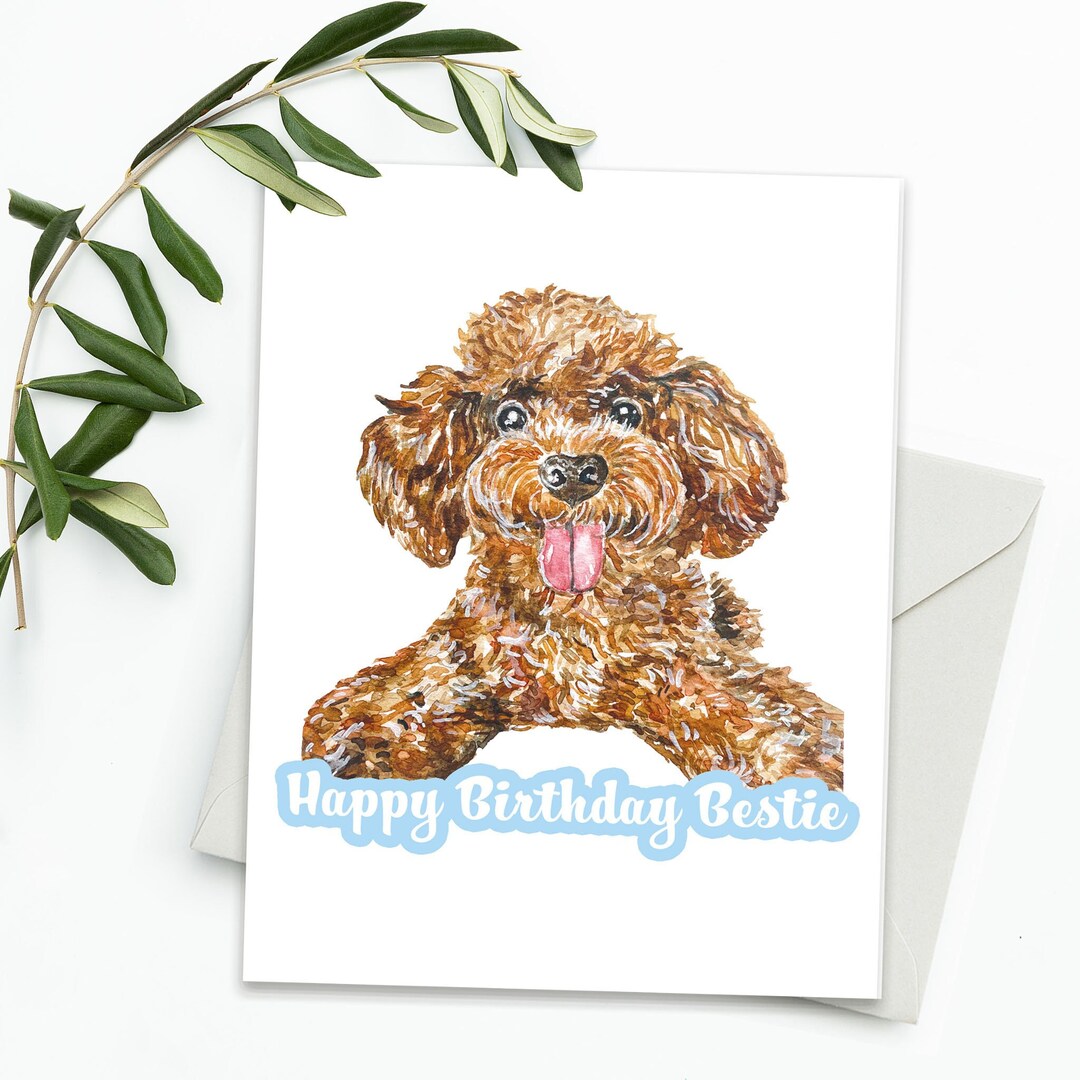 Happy Birthday Bestie Puppy Greeting Card 4.25 X 5.5 - Etsy